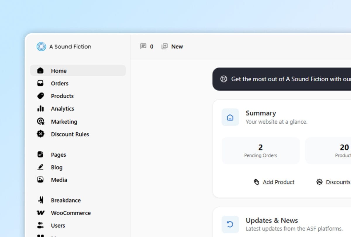 Admin Panel Update: New Version Update Notes - A Sound Fiction